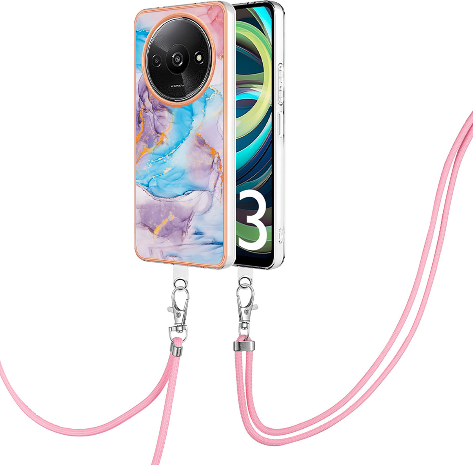 Etui avec sangle pour Xiaomi Redmi A3, étui TPU à motifs