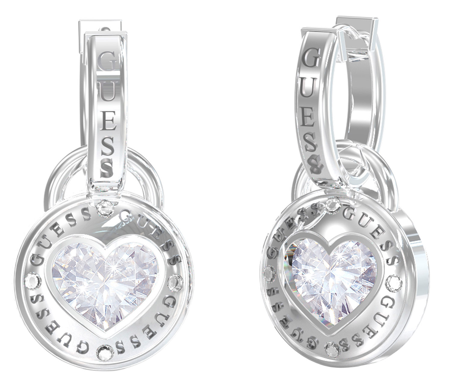 Guess JUBE03351JWRHT Orecchini da donna a cerchio con cuore