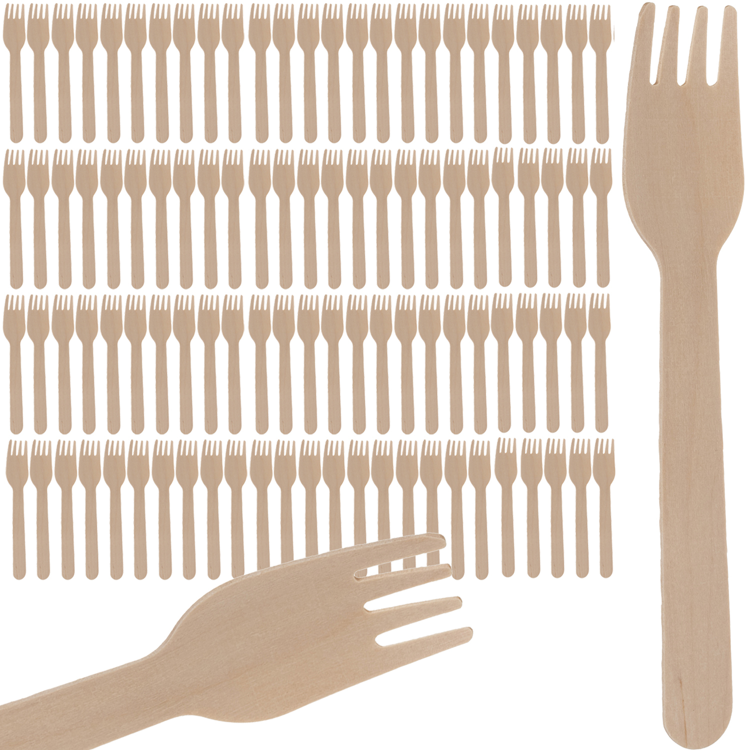 Set de fourchettes jetables 100 pièces Couverts en bois