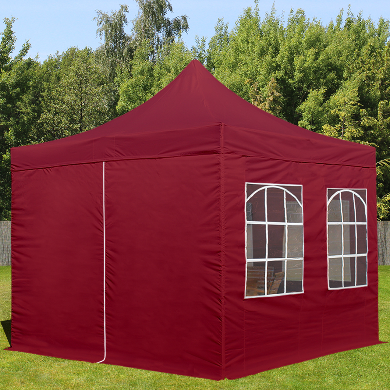 TOOLPORT 3x3m Stahl Faltpavillon, inkl. 4 Seitenteile, rot