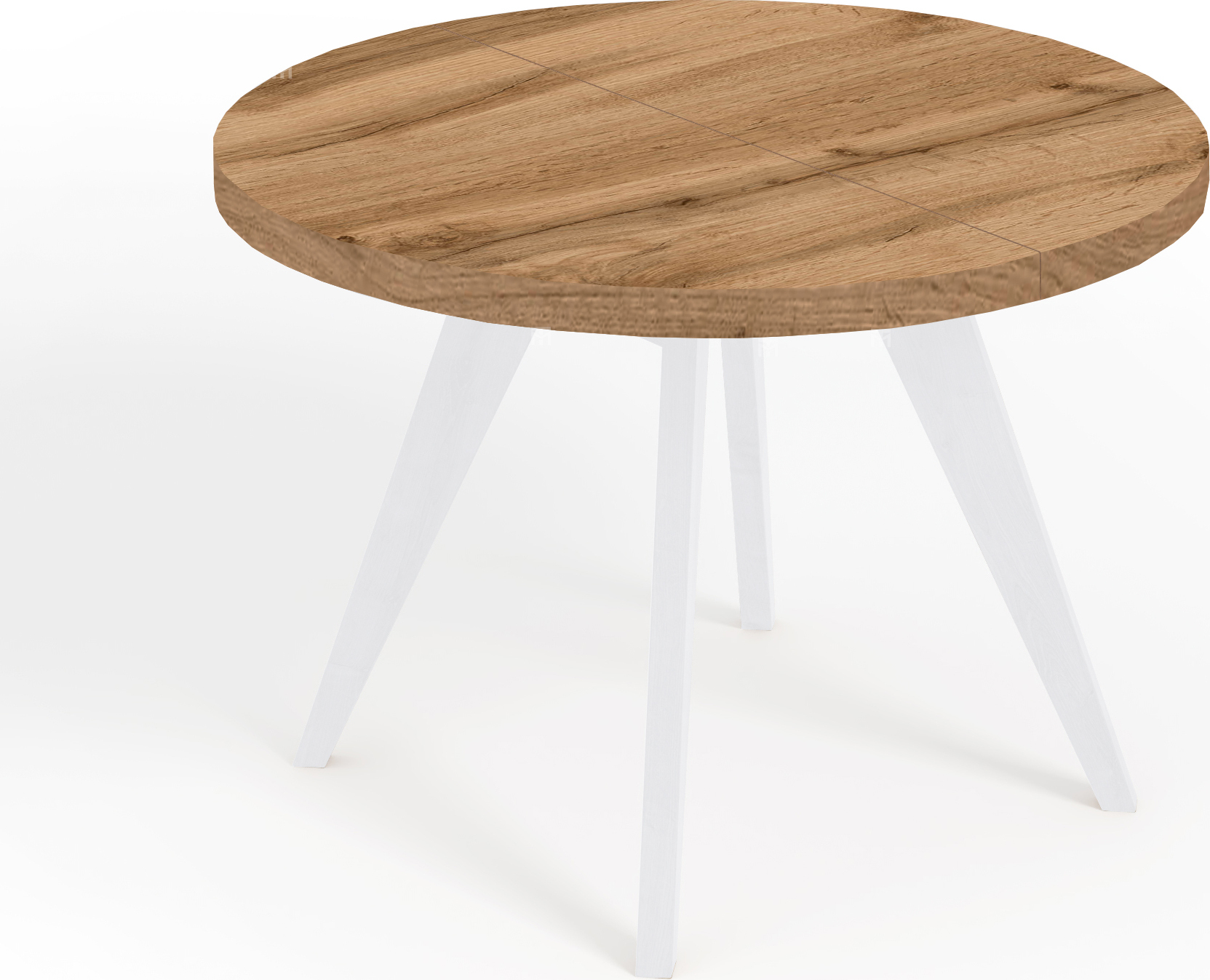 Table ronde LORA 110/160cm chêne wotan/blanc