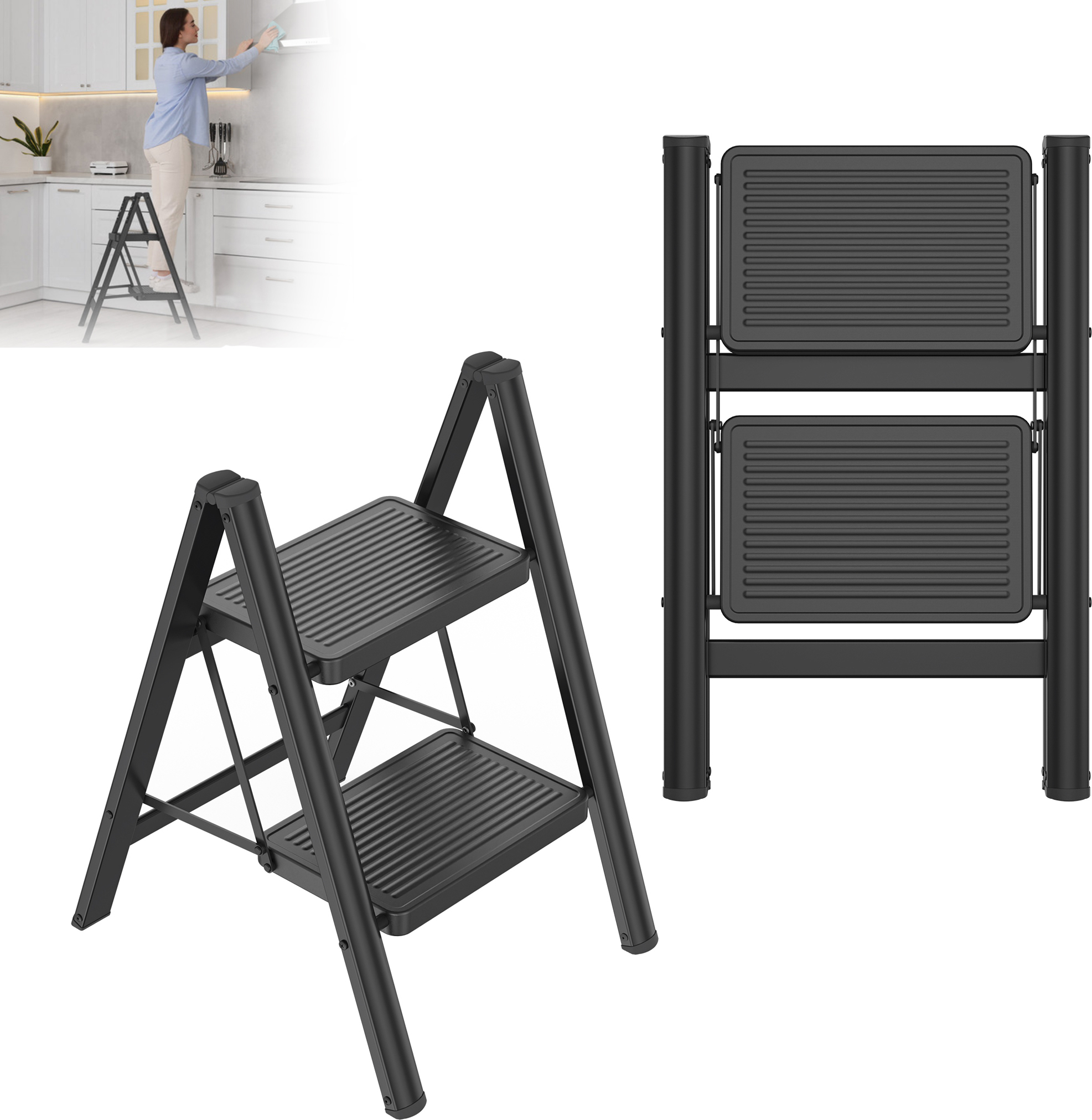 LZQ Žebřík 2 stupně, skládací schůdky, | Kaufland.cz