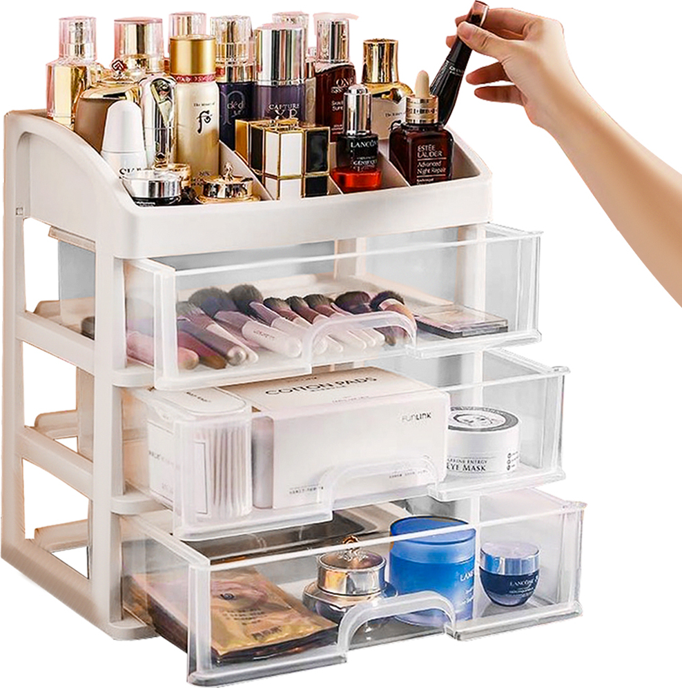 Organizér na make-up se 3 zásuvkami a přihrádkami Úložný