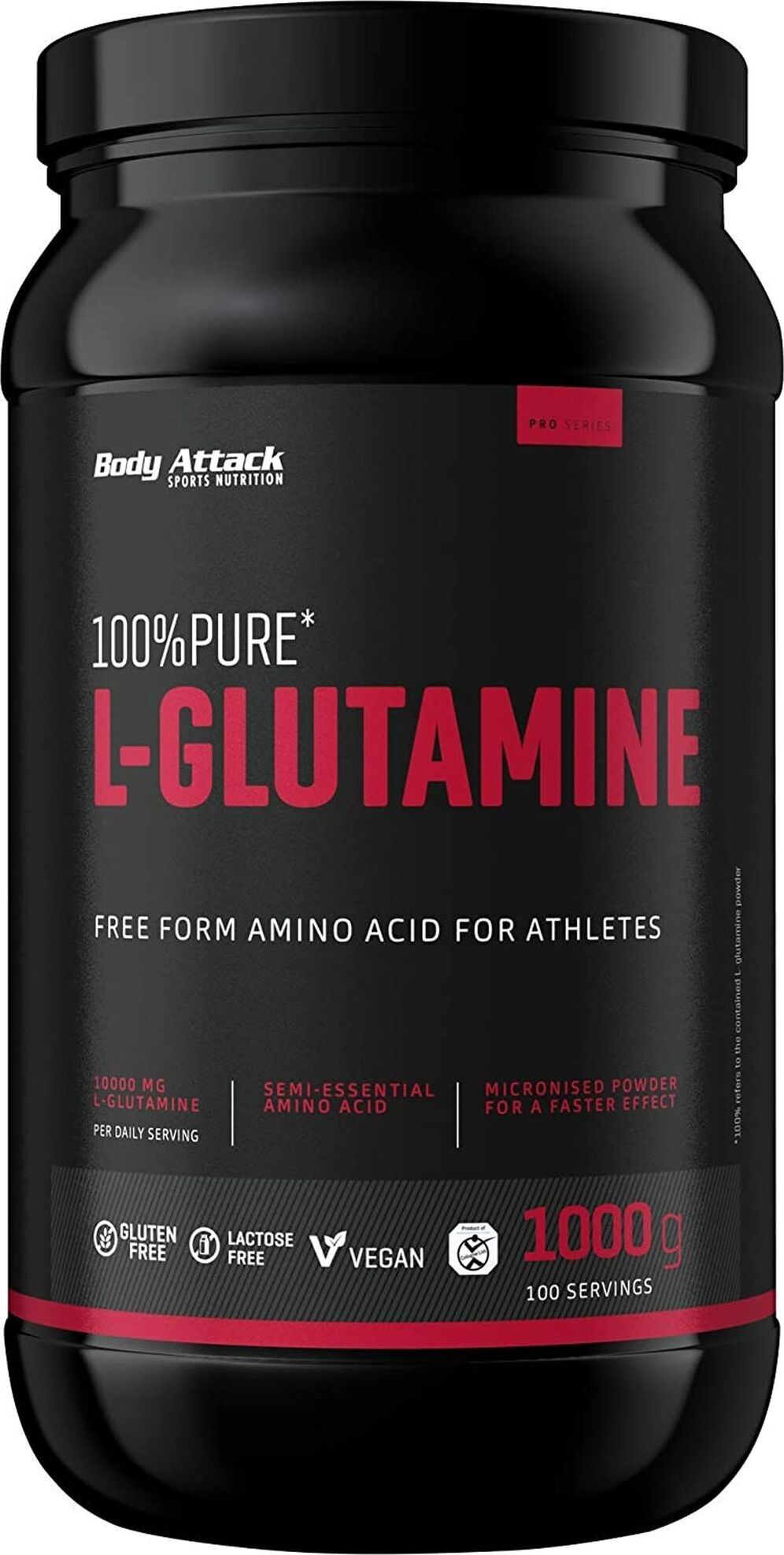 BODY ATTACK 100% Pure L-Glutamine 1000g