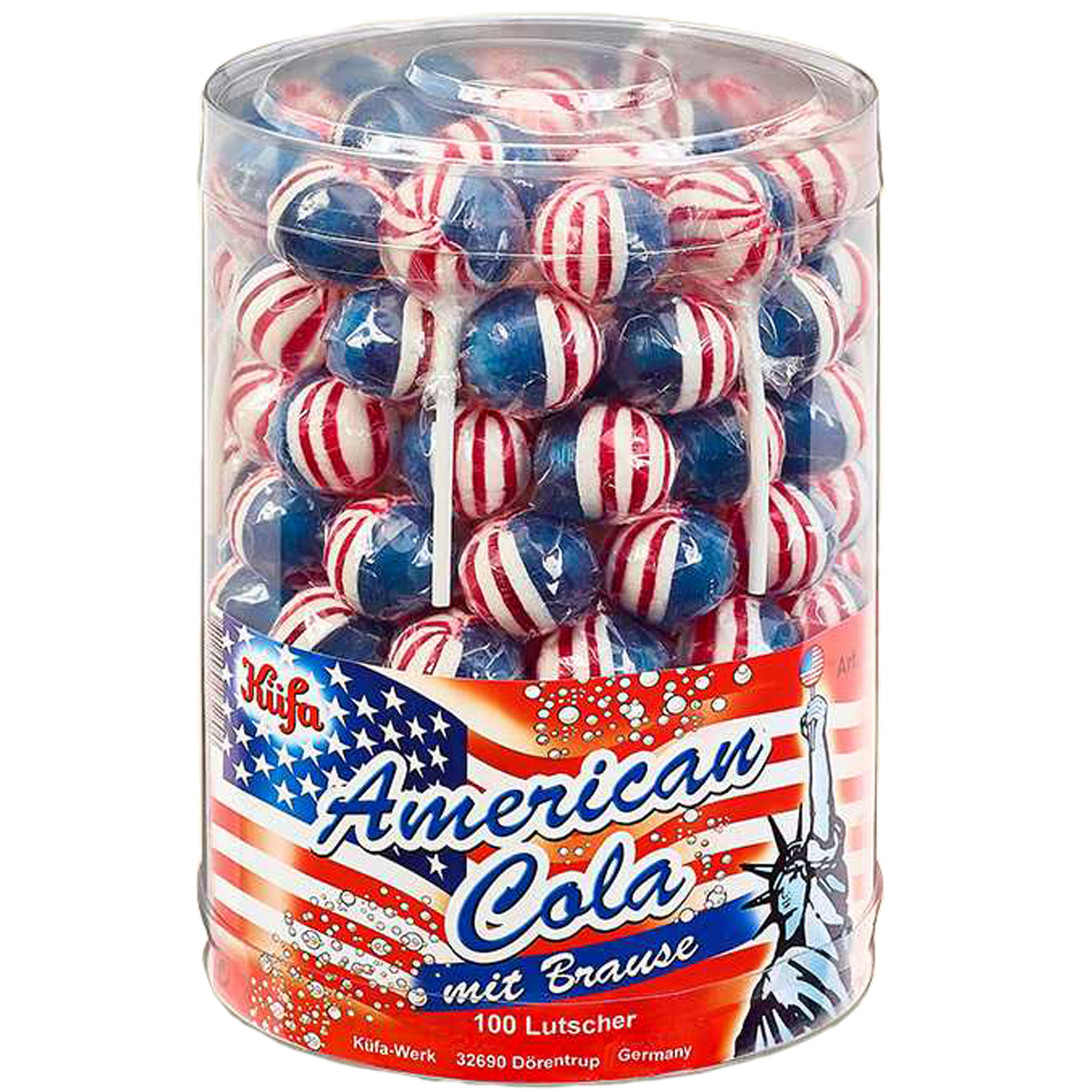 Küfa Sucettes American Cola avec poudre effervescente Boîte