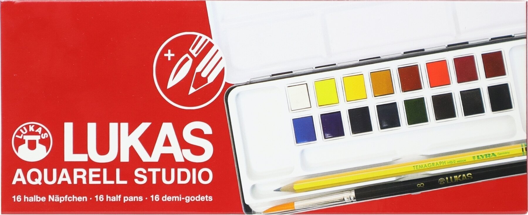 Lukas Aquarell Studio Metal Box Sada akvarelových farieb 16