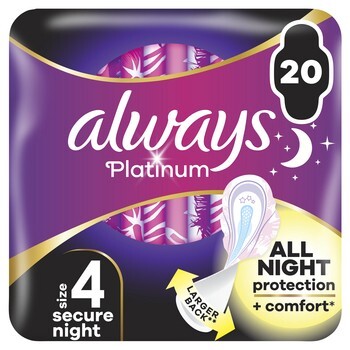 Always Platinum Secure Night Wrappers s krídelkami, 20 ks.