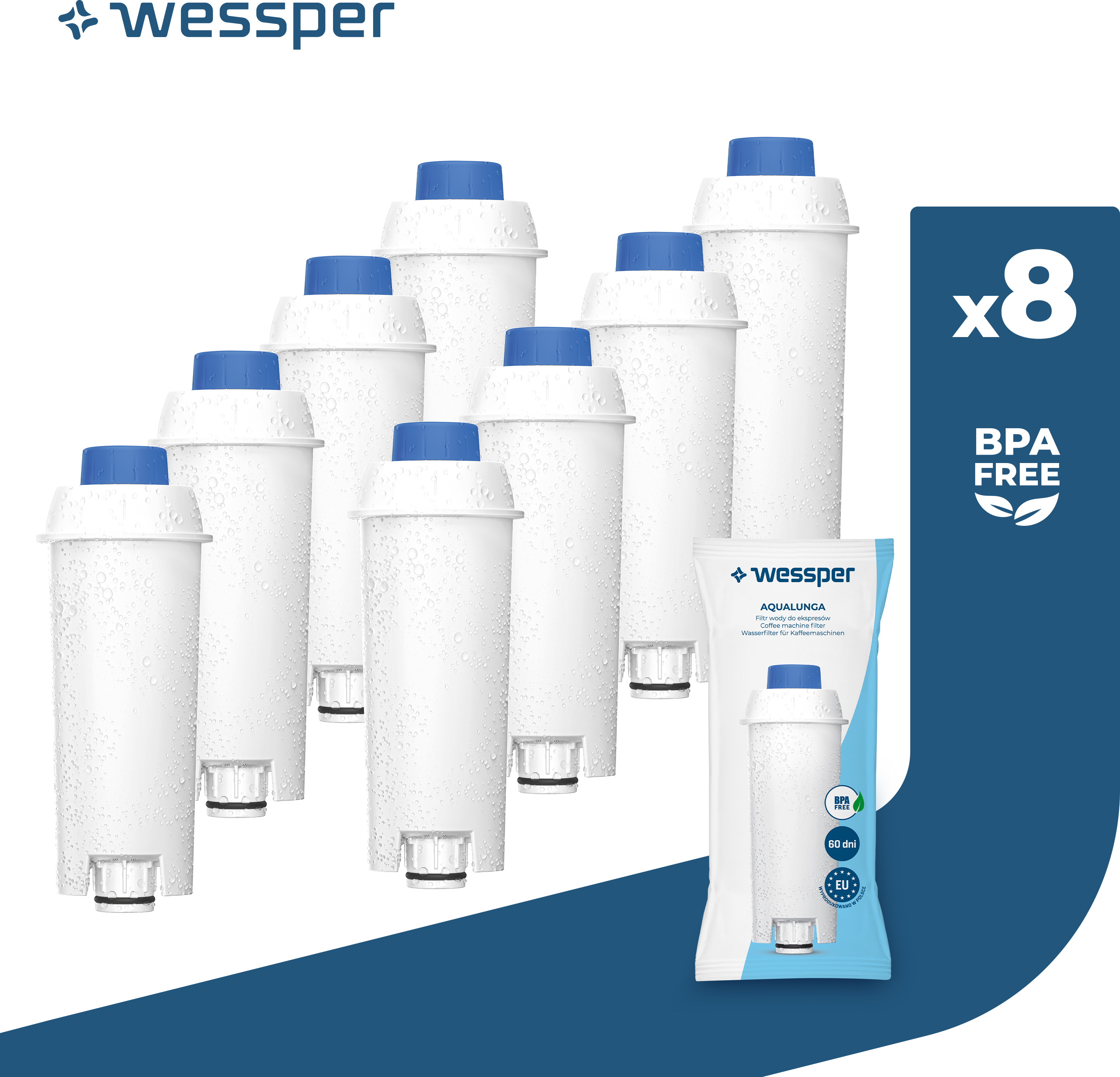 Wessper Filtre à eau Delonghi DLSC002 - Pack de 8