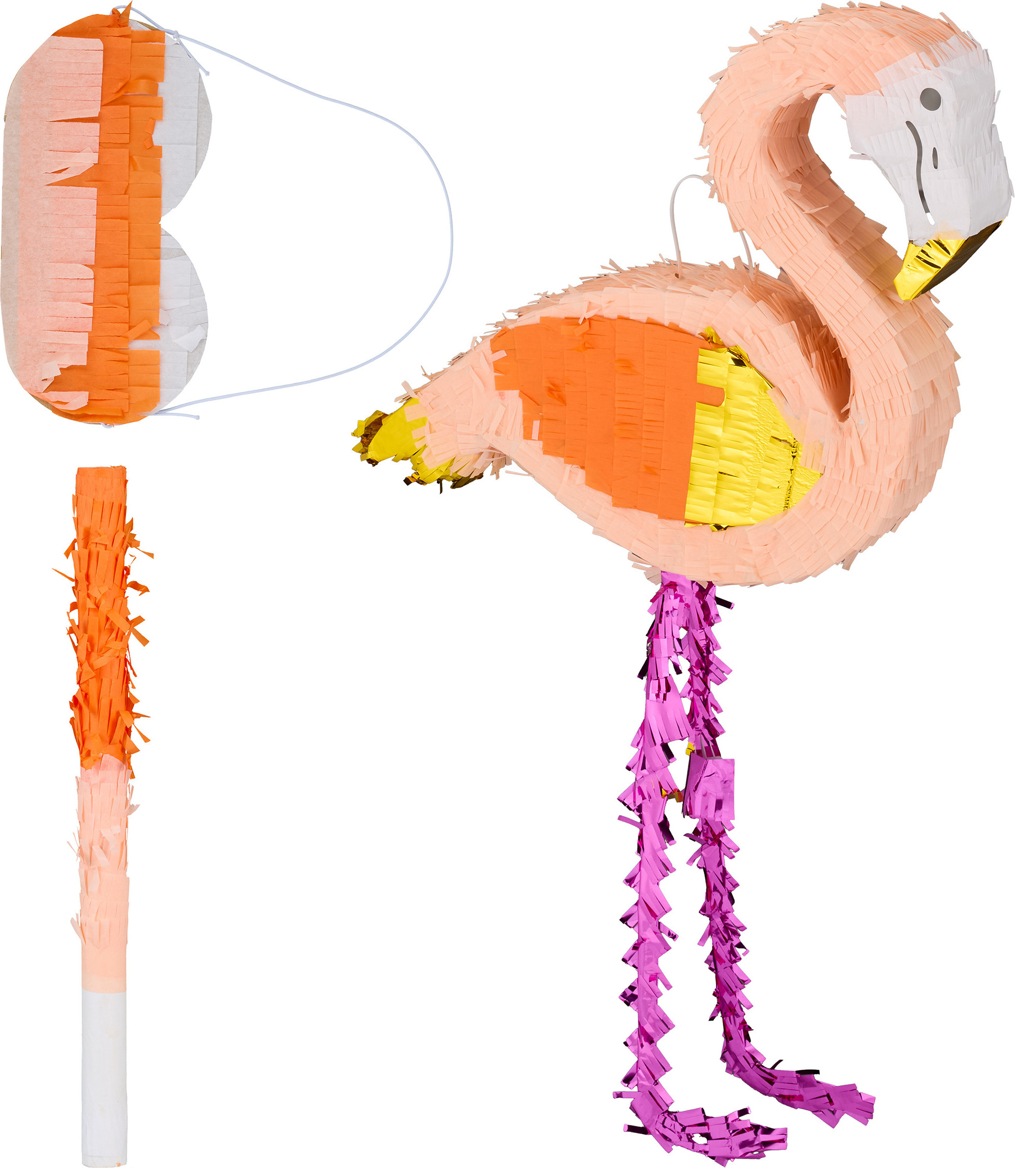 relaxdays Pinata Flamingo avec bâton et masque Piñatas