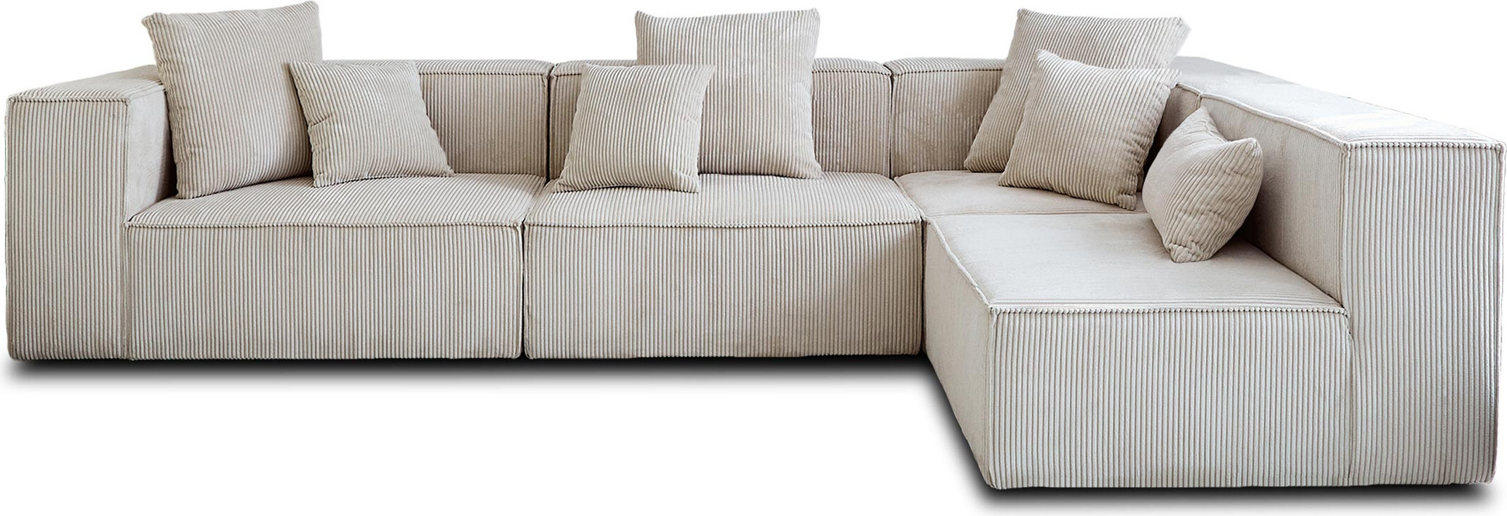 Lisa Design Colombine Ecksofa rechts 5-Sitzer Cord Beige