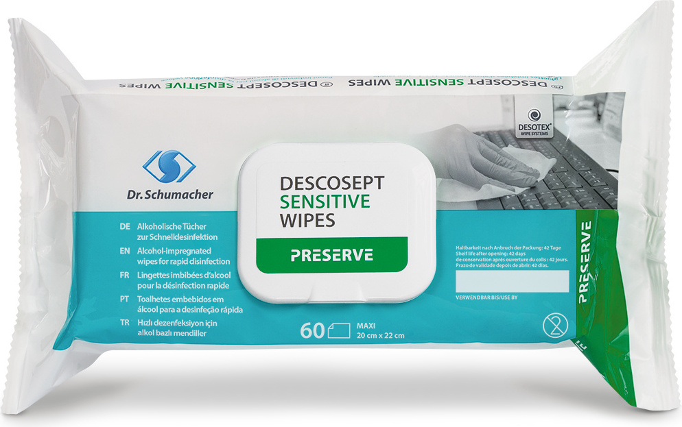 Descosept Sensitive Wipes alkohl.Schnelldesinfekt. 60 szt