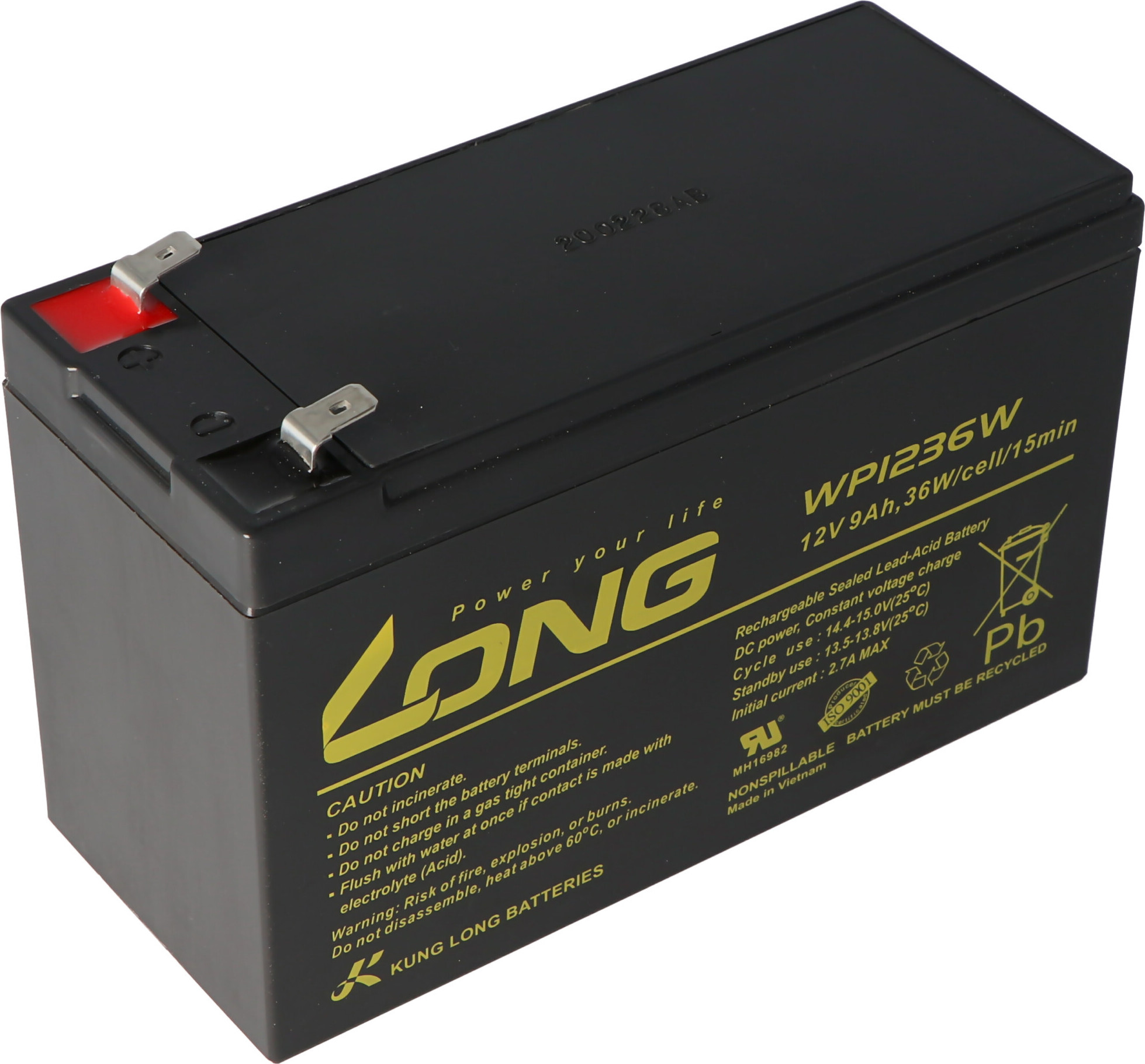 Akumulator kwasowo-ołowiowy Kung Long WP1236W 12Volt 36W,