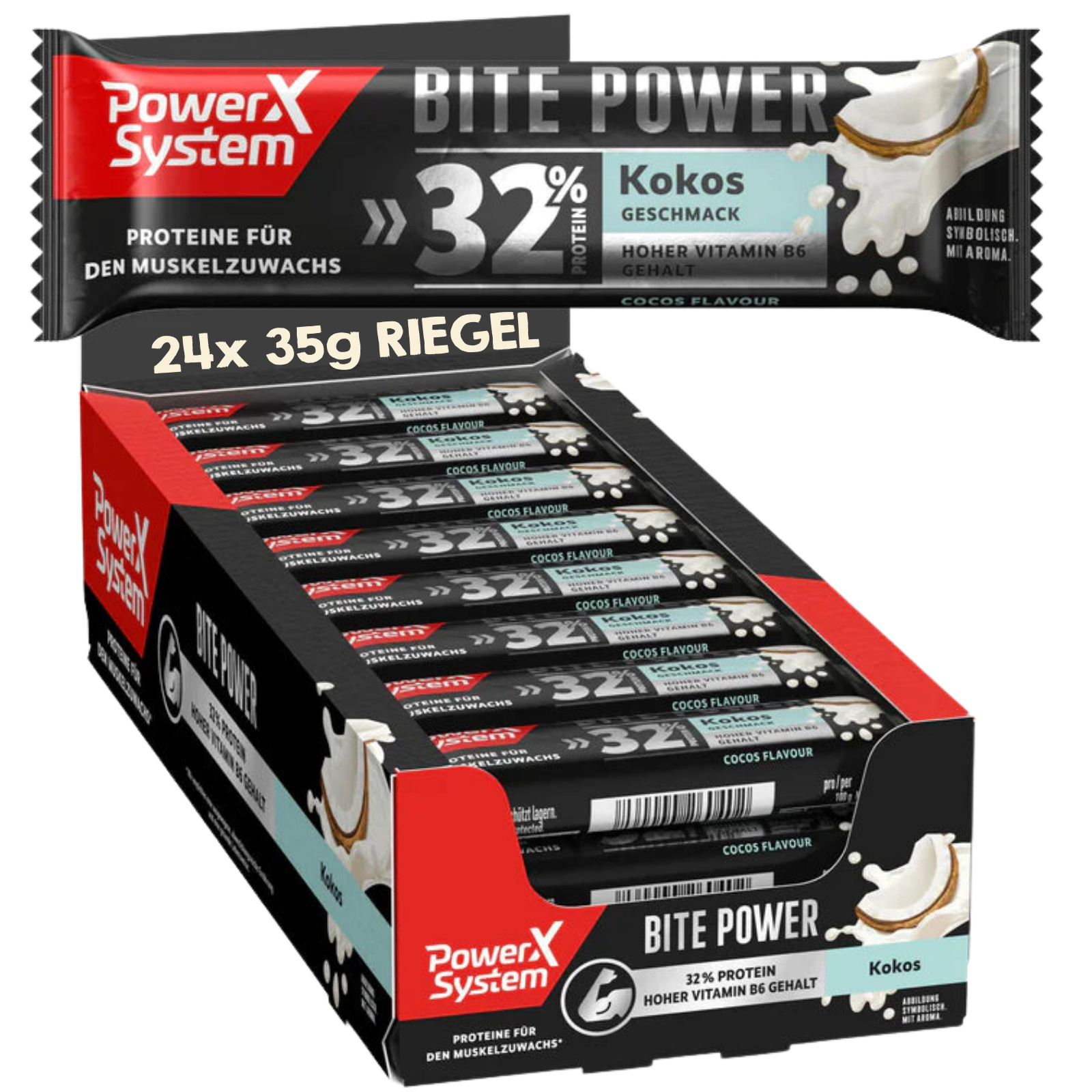 Power System Protein Riegel Bite Power Kokos 24 x 35g