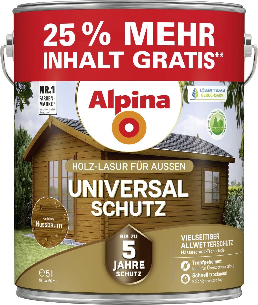 Alpina Holzlasur Universal-Schutz5L nussbaum | Kaufland.de