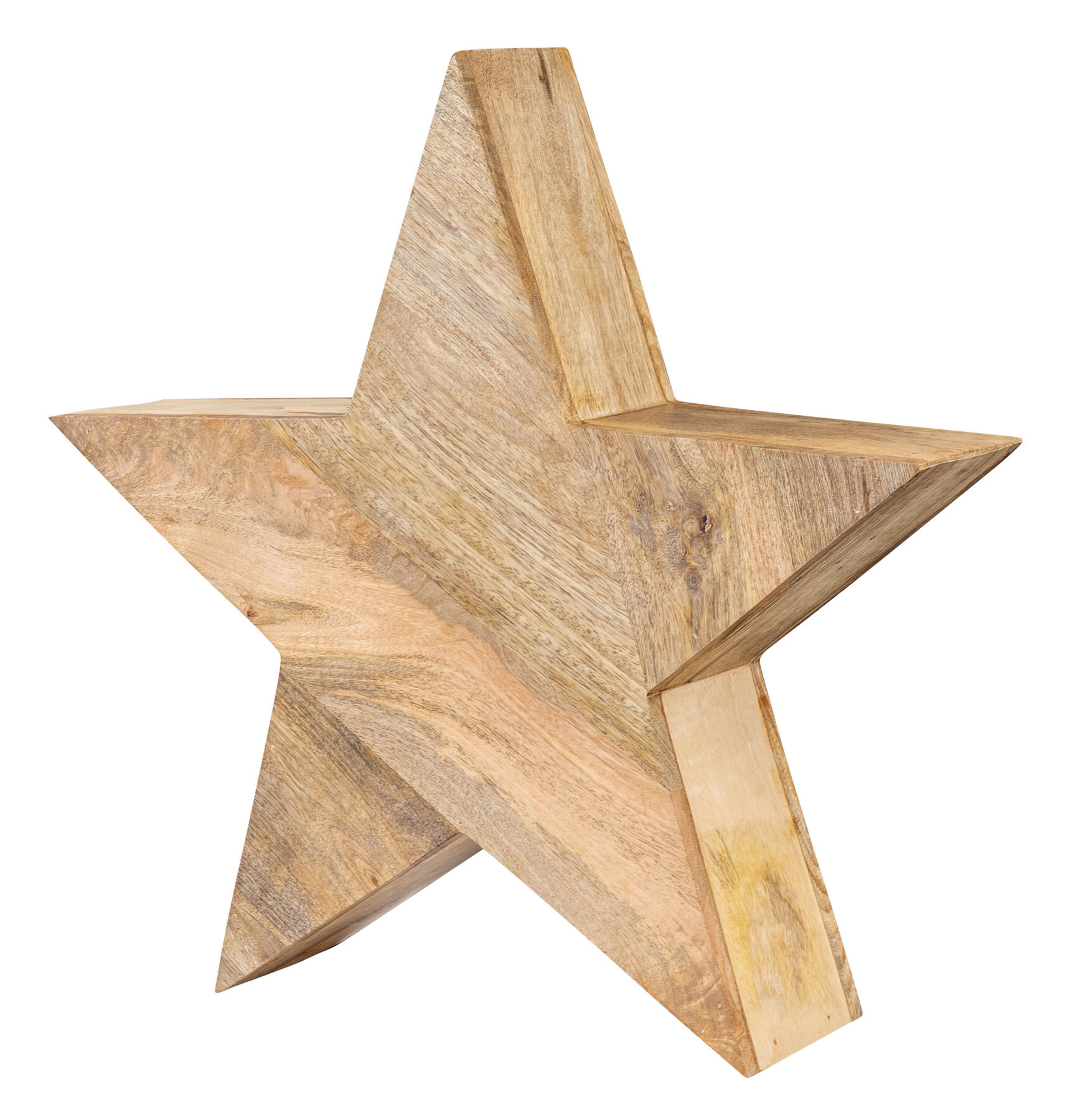 XL Stern Holzstern Mango 48cm Mangoholz Braun Natur Deko
