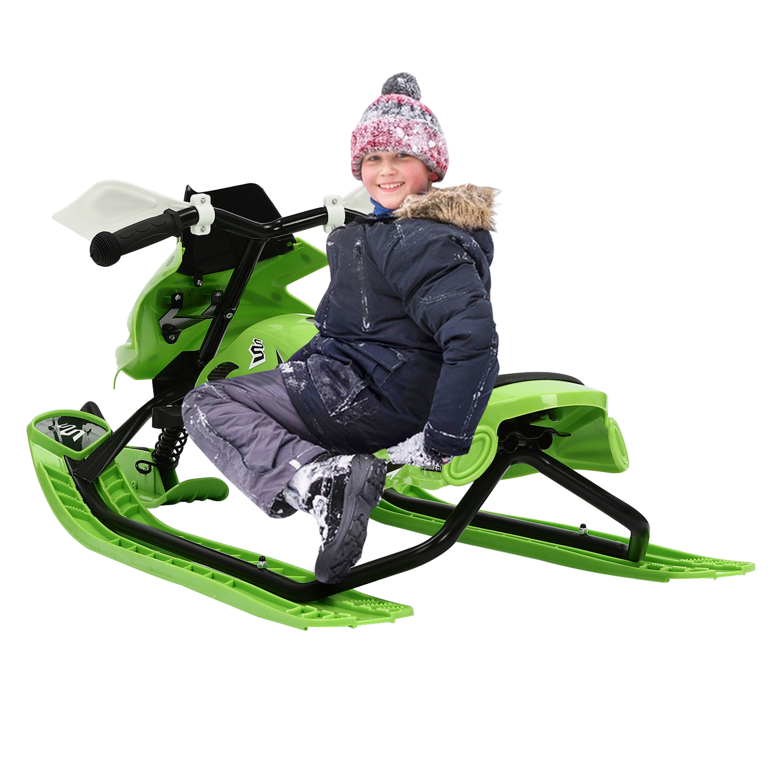 Slitta da neve con cuscino regolabile (verde) per bambini