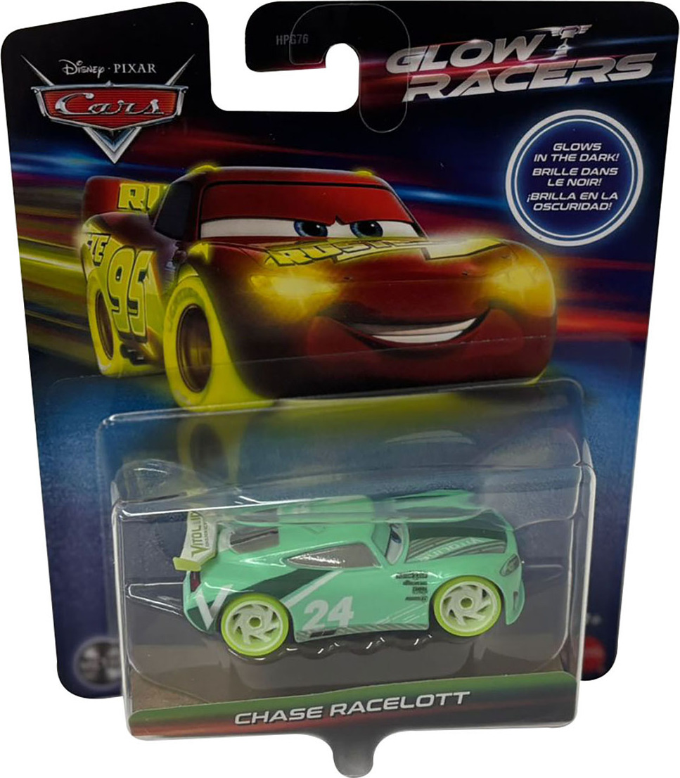 Disney Cars Chase Racelott Glow Racers Die Cast vozidlo