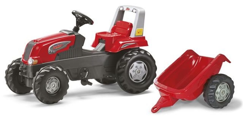 Rolly Toys Šlapací traktor Rolly Kid-X s vlečkou-červený