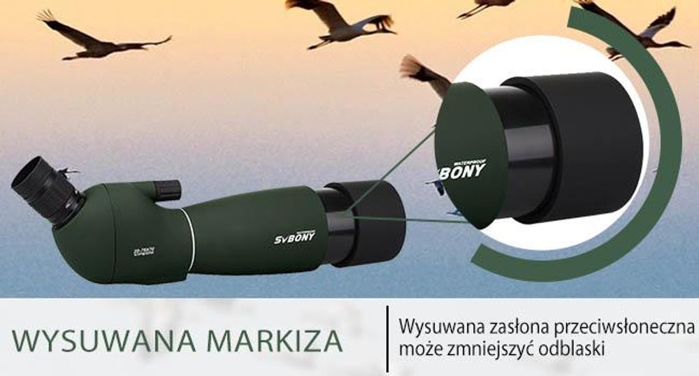 Svbony SV28 Lunety obserwacyjne, 25-75x70 Okular kątowy
