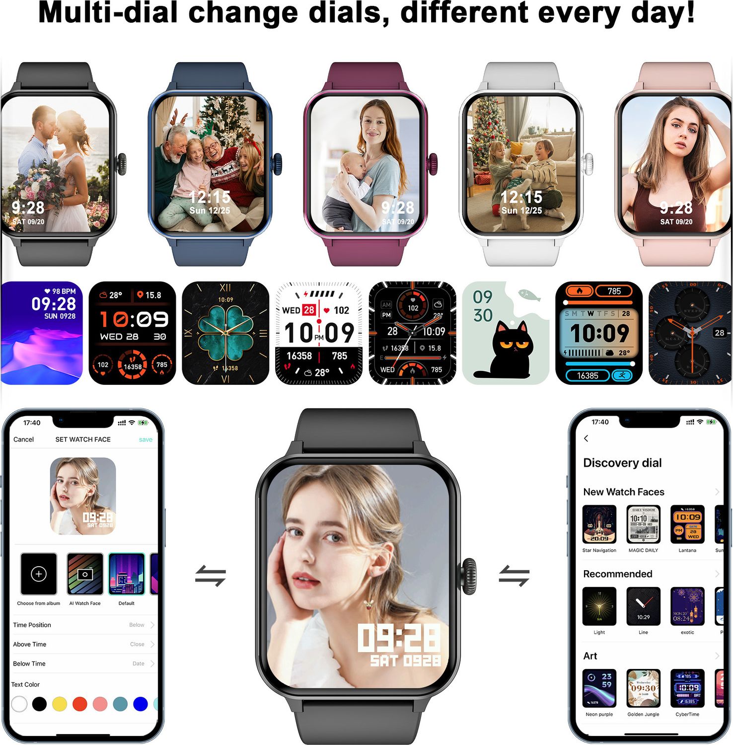 Blackview R50 Smartwatch Fitnessuhr, 1.85 Zoll HD