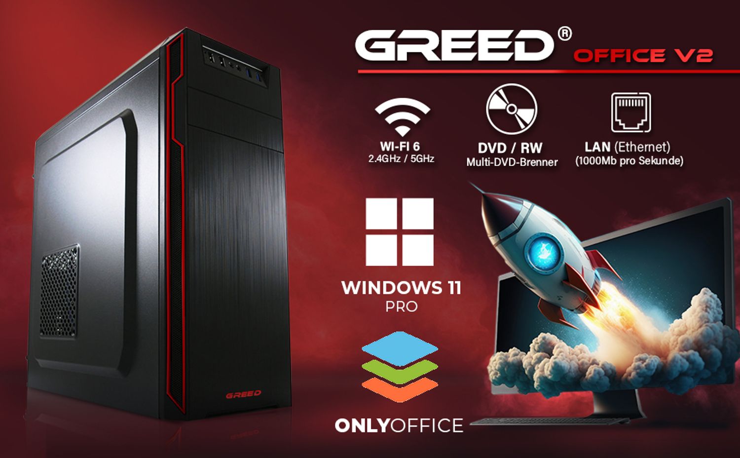 Greed® Ultra V2 PC - AMD Ryzen 7 5700G - Büro & Home Office