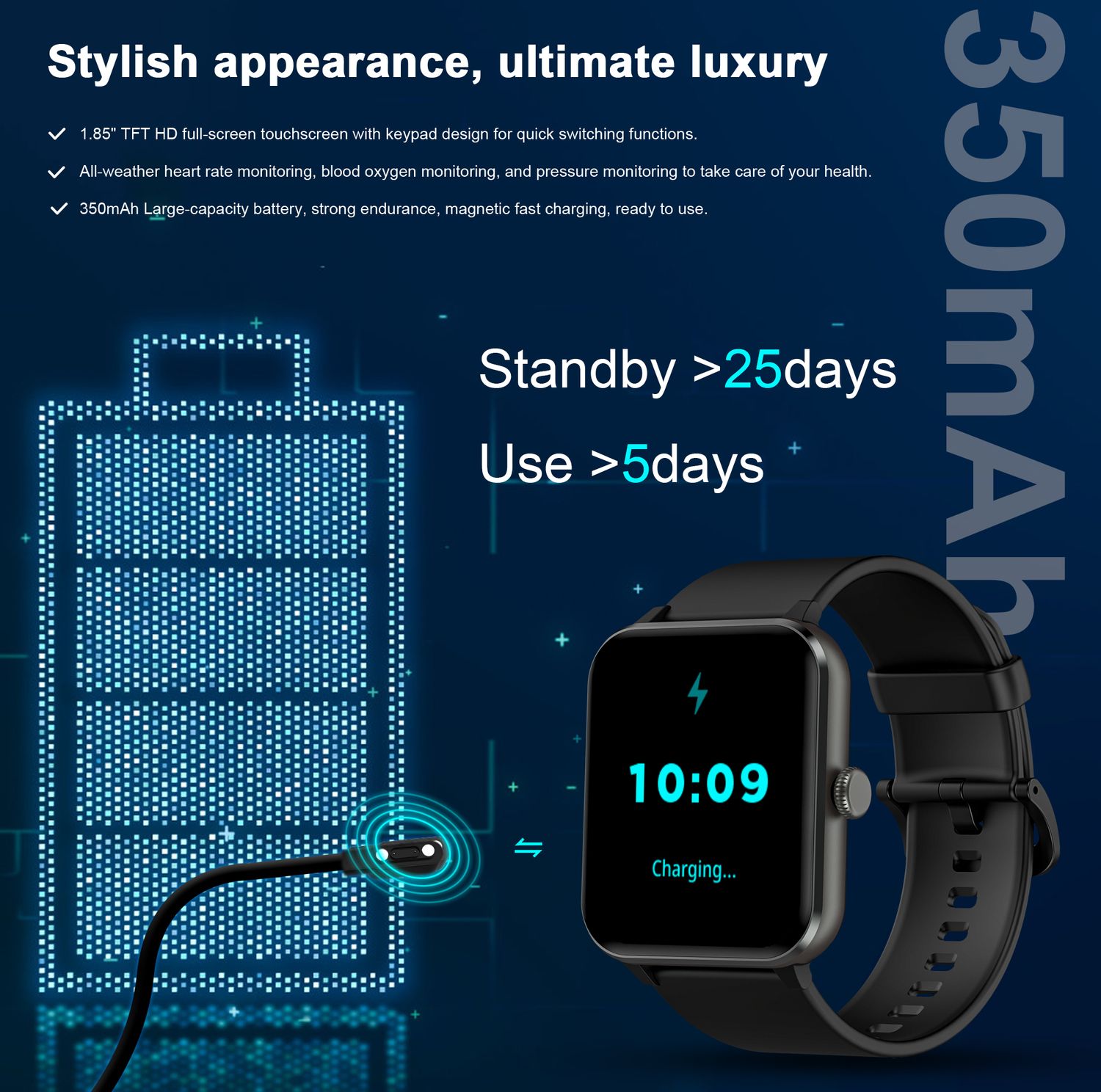 Blackview R50 Smartwatch Fitnessuhr, 1.85 Zoll HD