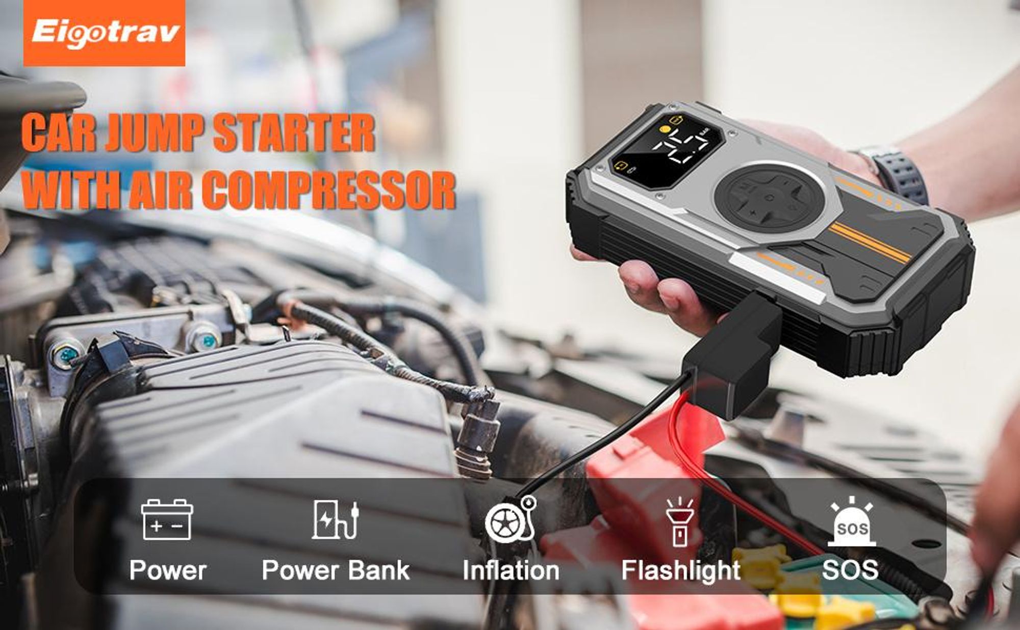 5 in1 Auto Starthilfe 6000A Spitze 12000mAh Jump Starter