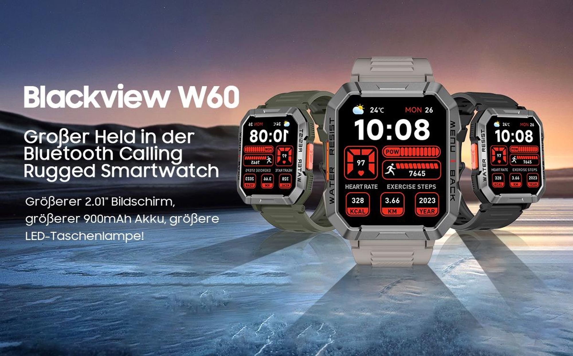 Blackview W60 Smartwatch 2,01 Zoll, Wasserdicht IP68,