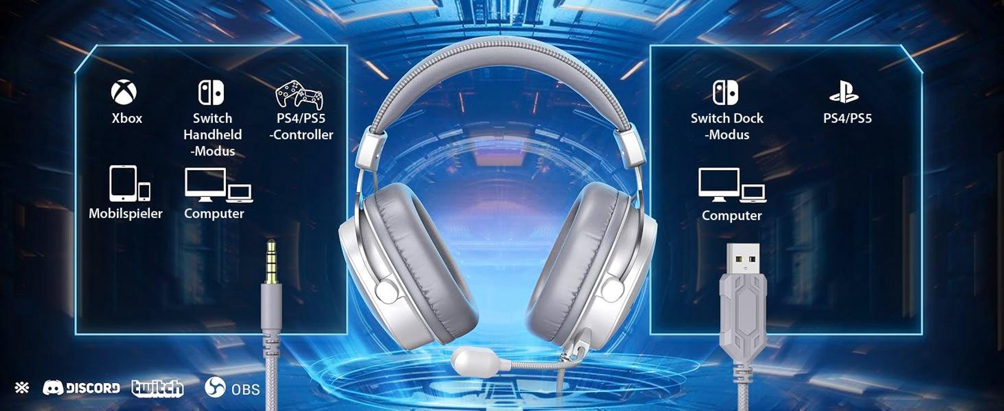 Fifine Headset Over-Ear Gaming-Headset mit Mikrofon