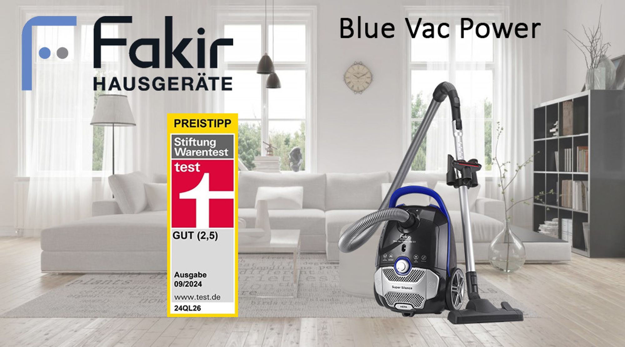 Fakir Blue Vac Power Staubsauger mit Beutel, 800 Watt