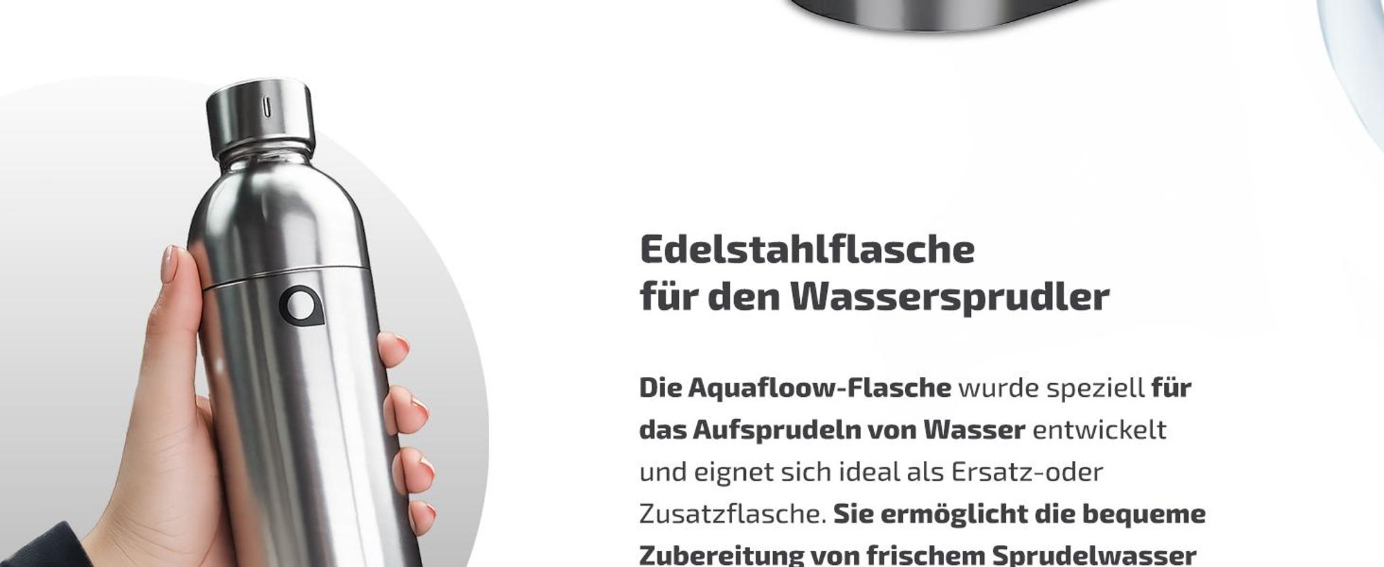 Aquafloow Edelstahl Bubbwater Sprudler – Set mit 2 Flaschen