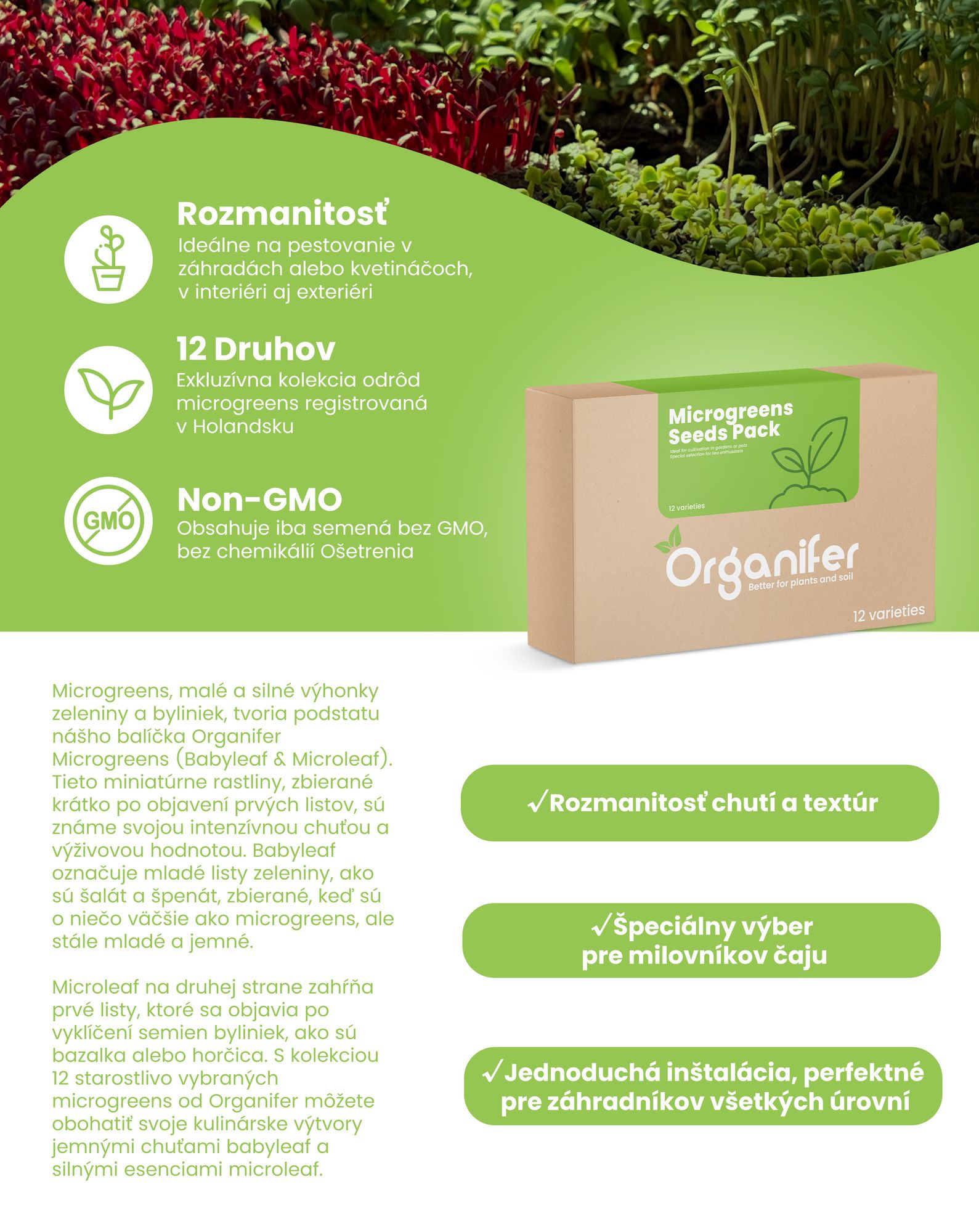 Balenie mikrozeleniny (Babyleaf & Microleaf) – 12 druhov