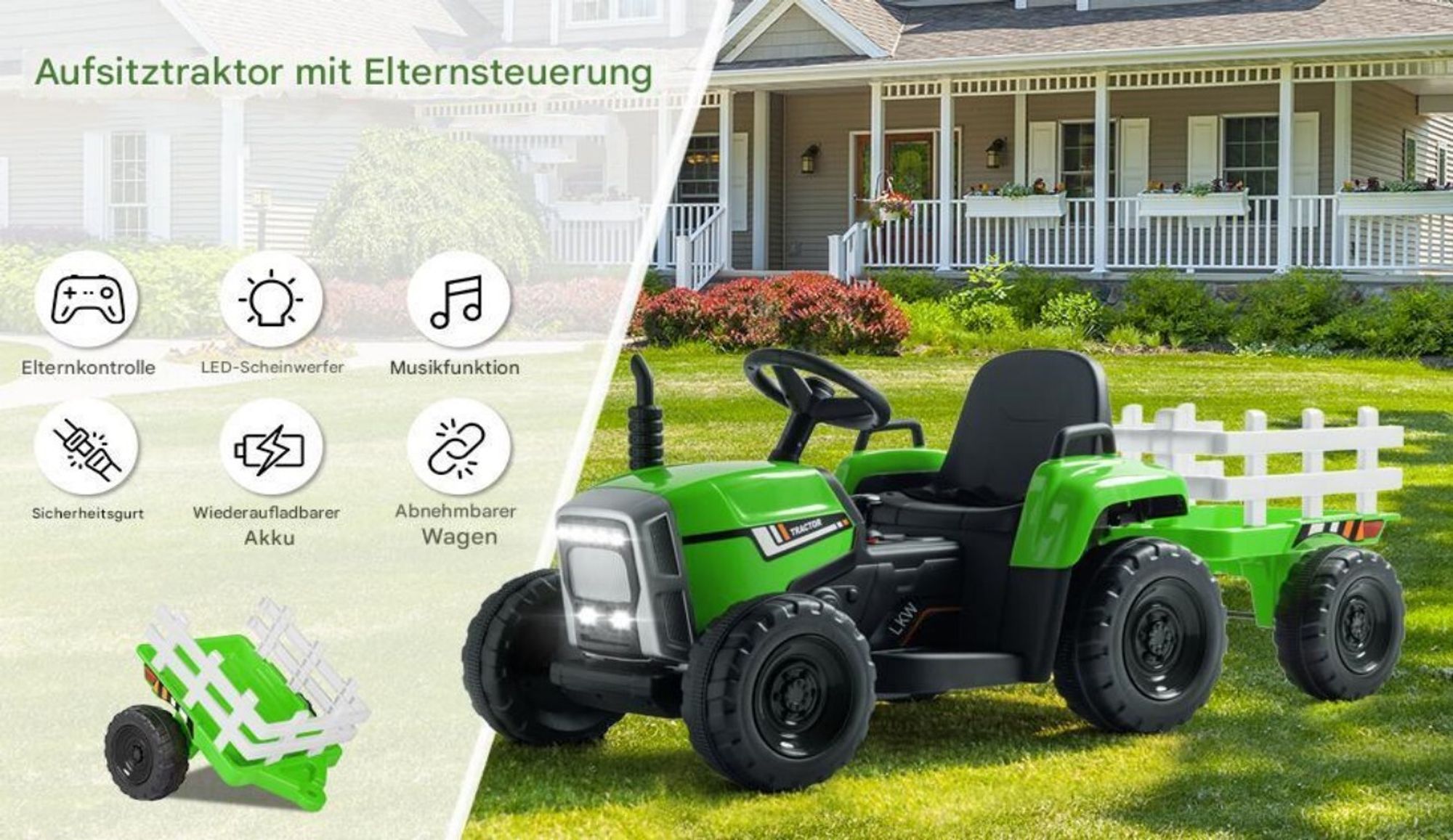 FCH 12V 7Ah Elektrotraktor mit abnehmbarem Anhänger und