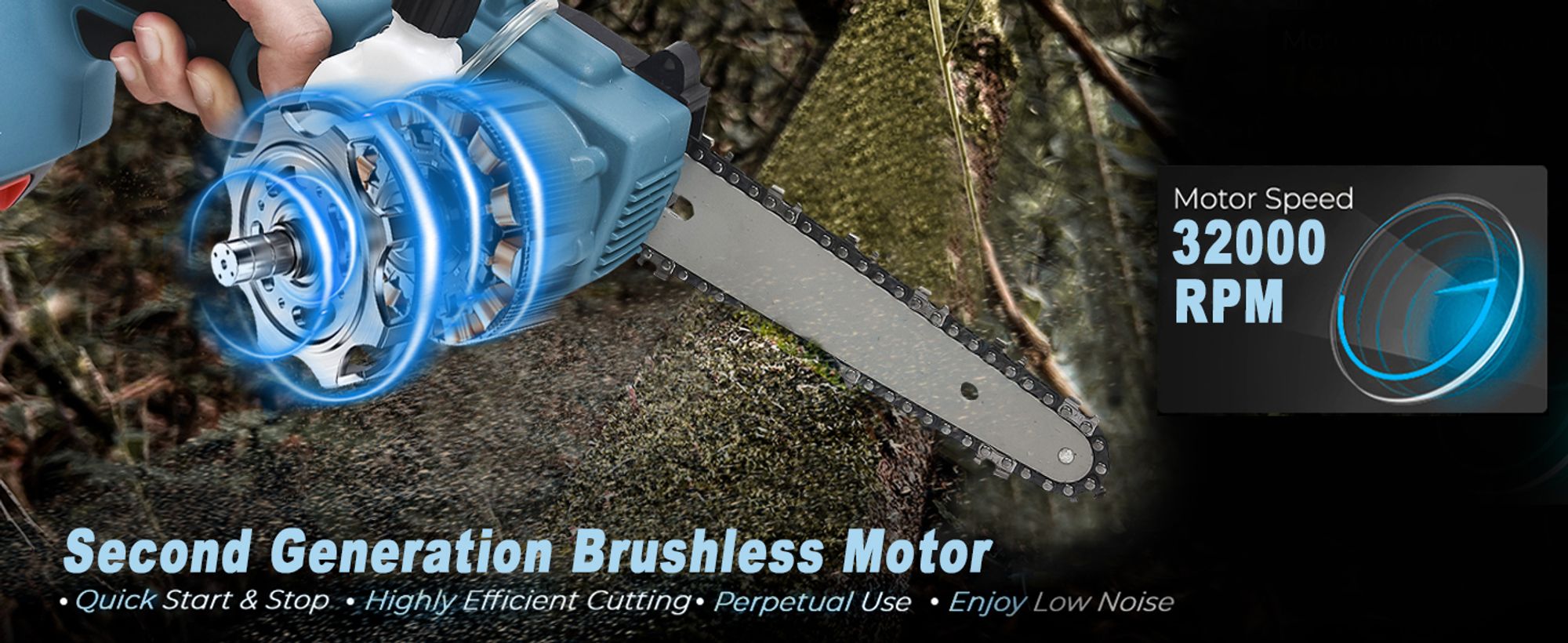 6 Zoll bürstenlose Kettensäge, Mini - Akku - Kettensäge,