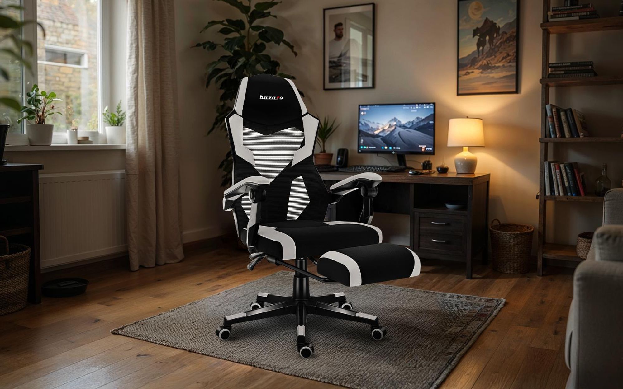 Fotel gamingowy Huzaro Combat 3.1 White - nachylenie 135°,